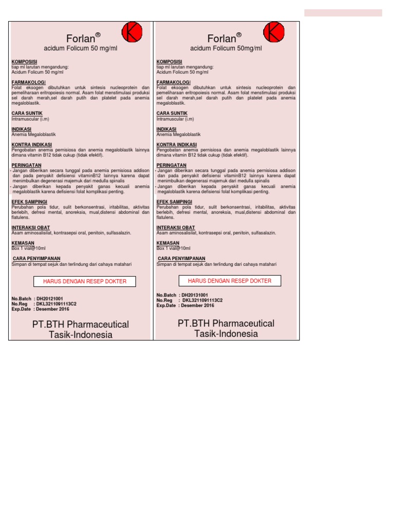 Brosur Asam Folat Injeksi Im | PDF