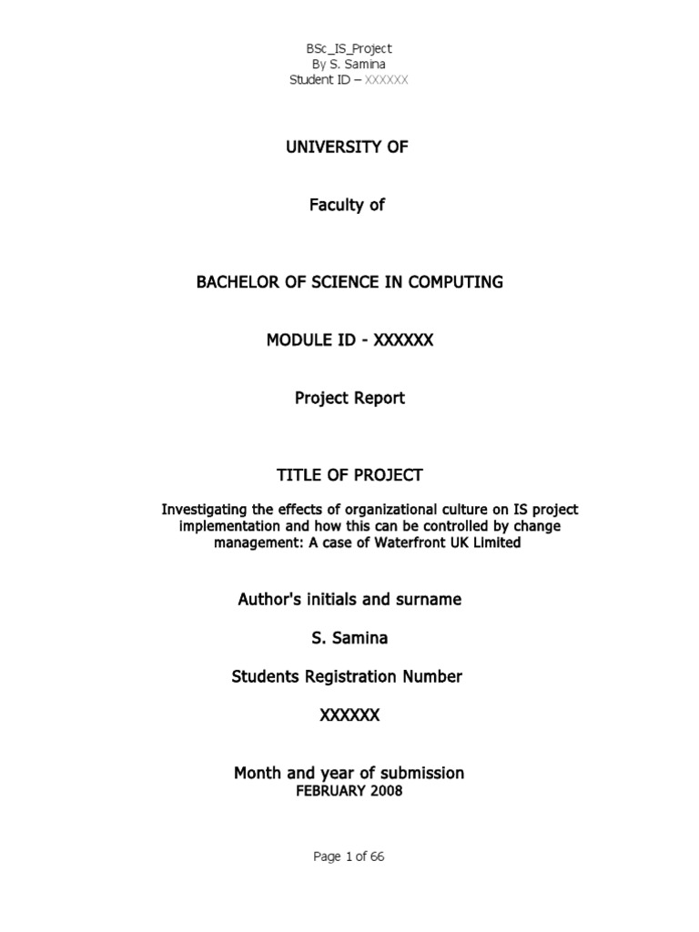 BSc is Project | Organizational Culture | Change Management