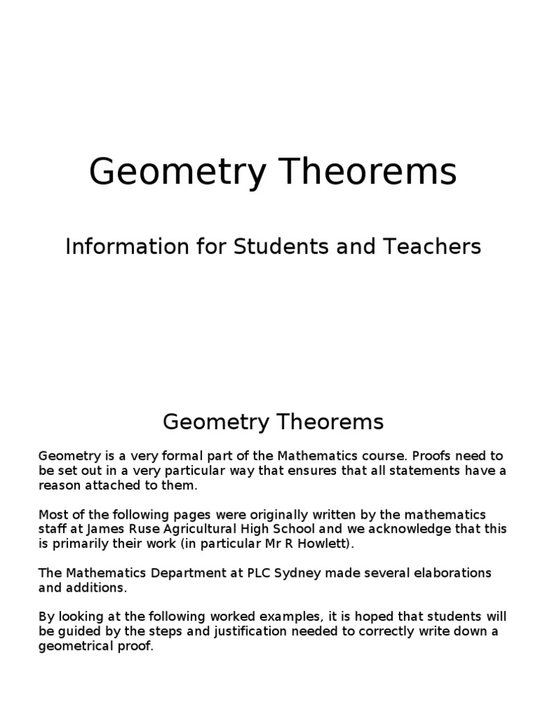 1 Geometry Theorems Booklet | PDF | Rectangle | Triangle