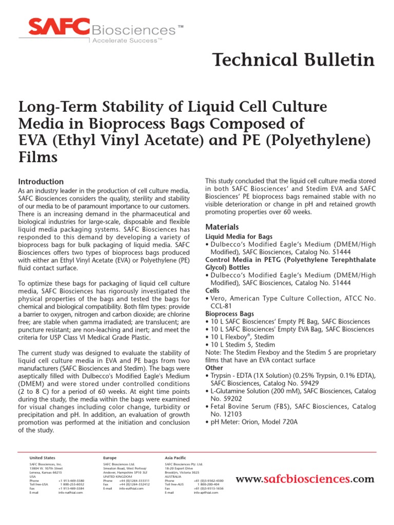 SAFC Biosciences - Technical Bulletin - Long-Term Stability of Liquid Cell Culture Media in ...