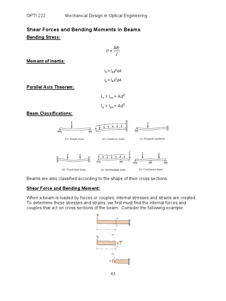 Mechanical Design in Optical Engineering | PDF | Bending | Beam (Structure)