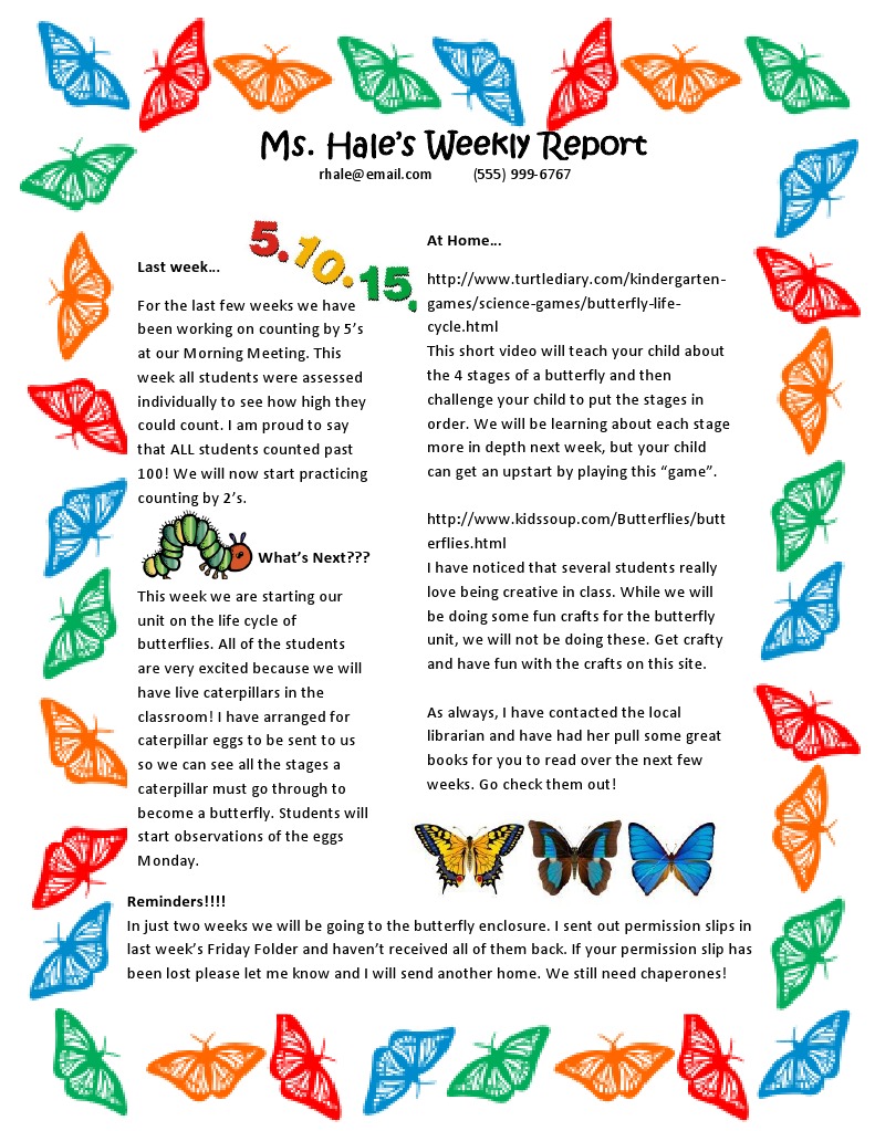 Ms. Hale's Weekly Class Update | PDF