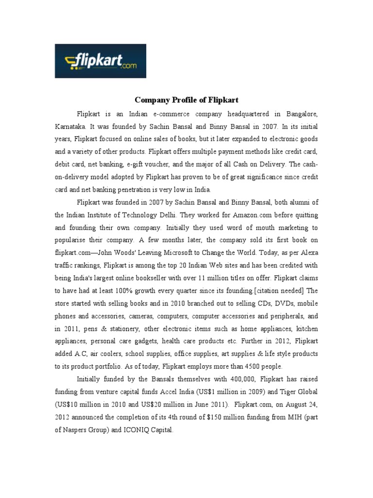Flipkart Profile | PDF | Venture Capital | Corporate Finance