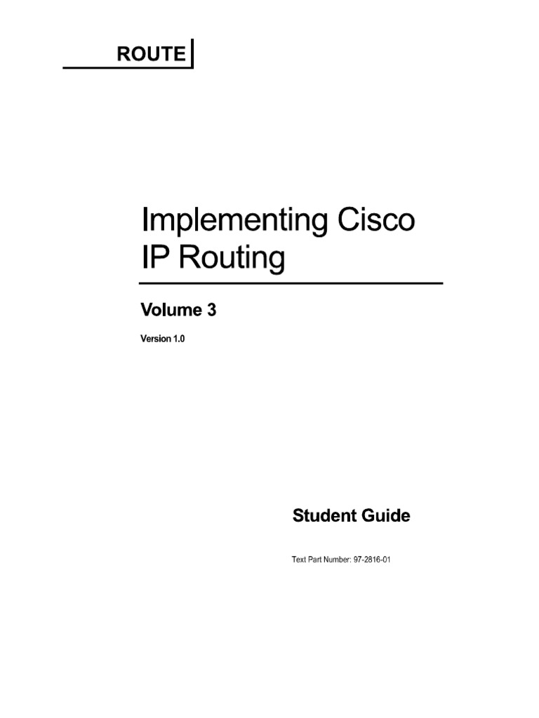 Cisco Press - CCNP ROUTE 642-902 Student Guide - Volume 3 (2009) | PDF