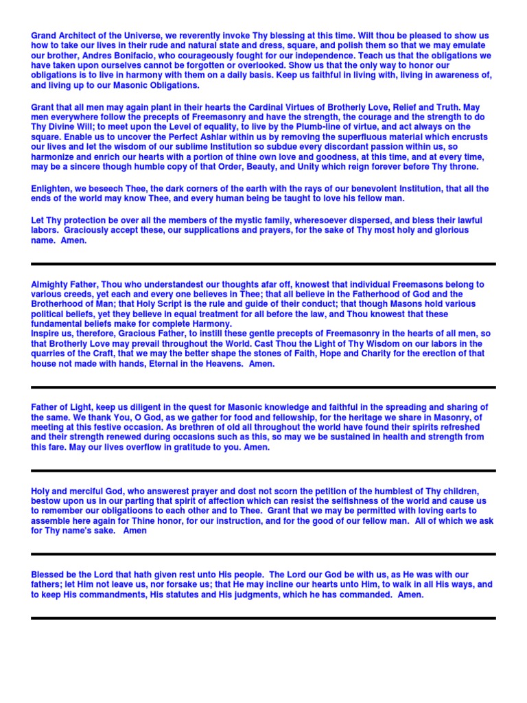 Masonic Prayer | Freemasonry | Prayer