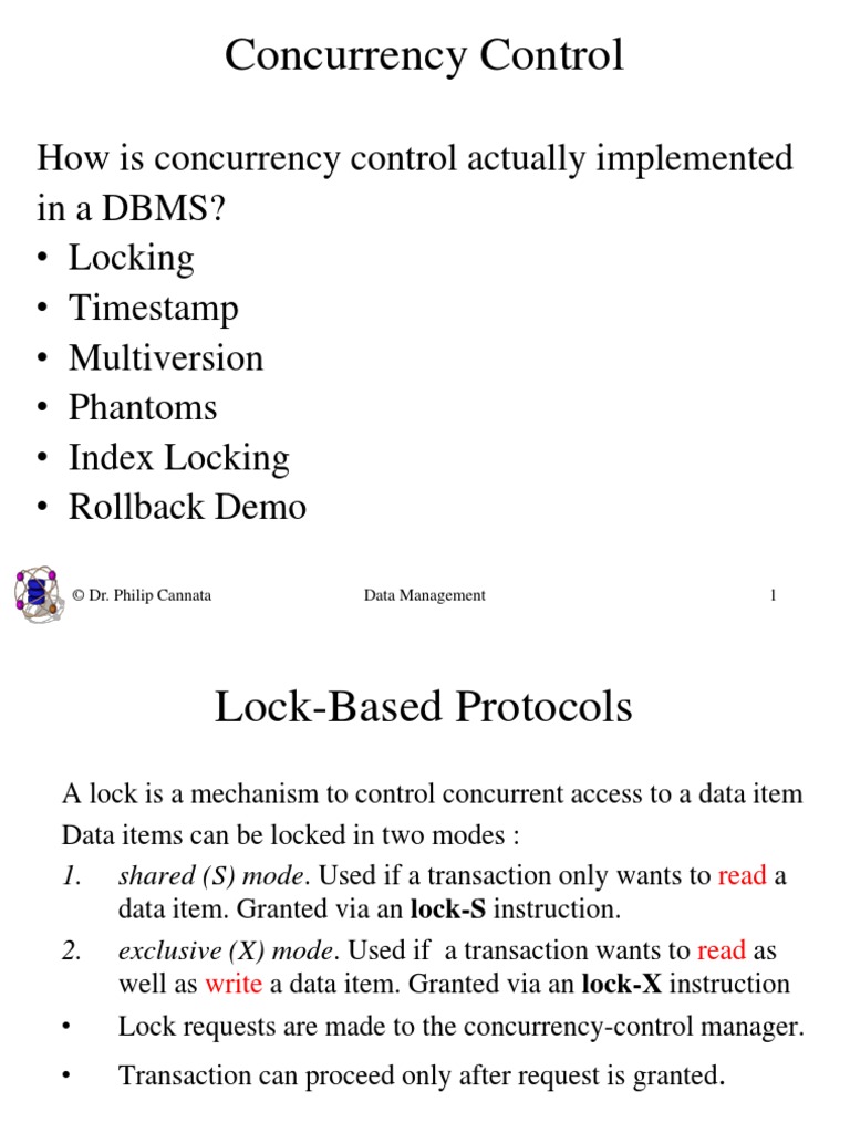 19 Concurrency Control Pdf Database Index Database Transaction