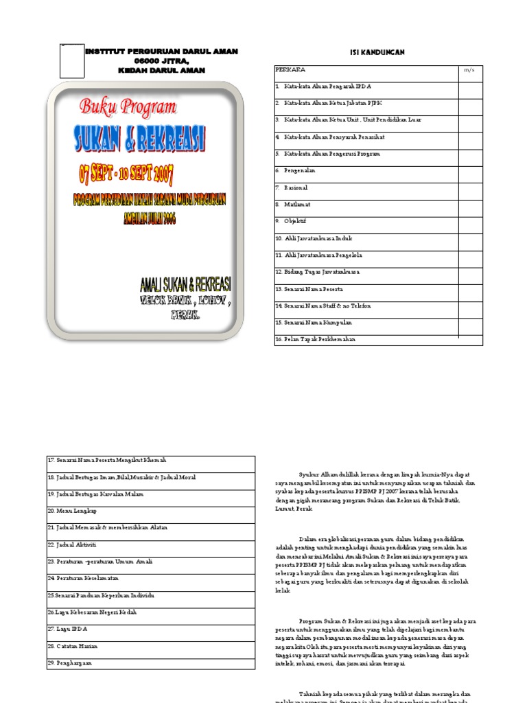 Isi Kandungan Buku Program | PDF