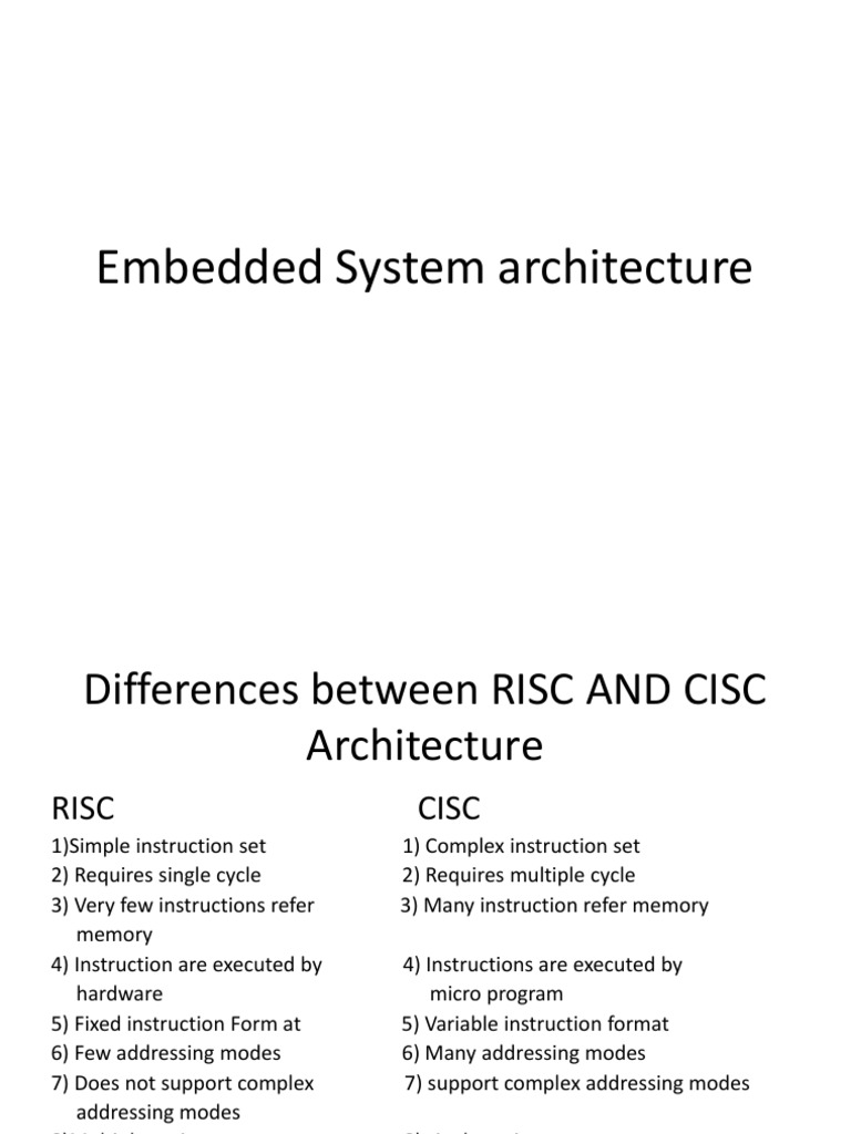 Embedded System Architecture Slides | PDF | Instruction Set | Central Processing Unit