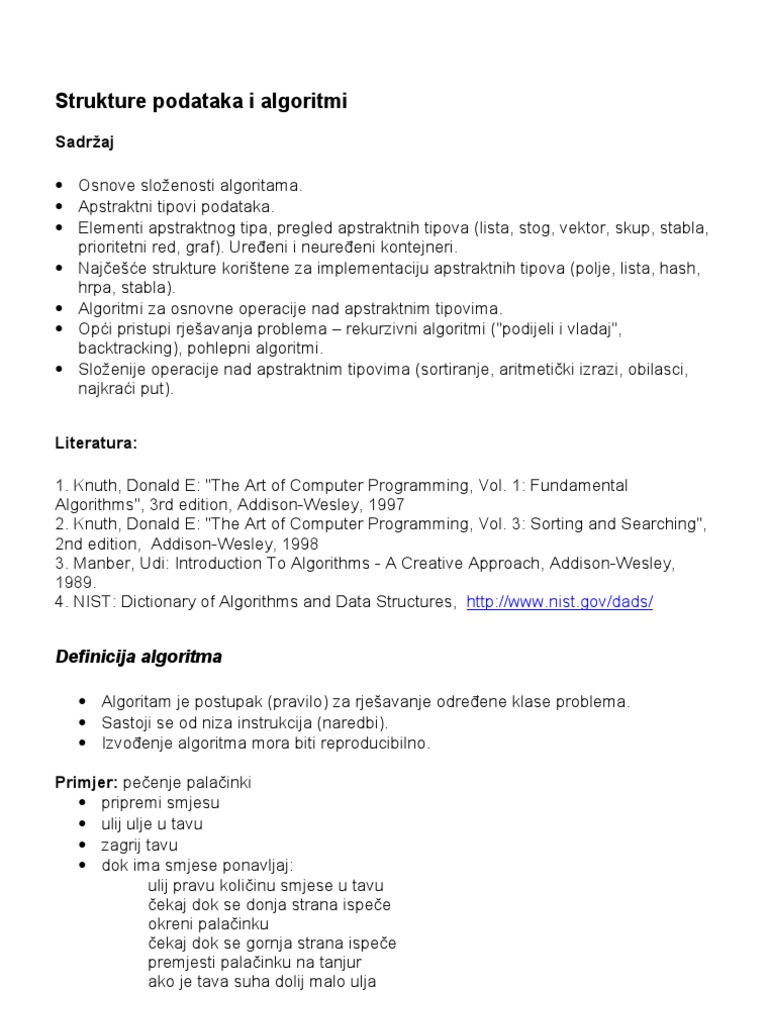 Algoritmi I Strukture Podataka (FER) | PDF