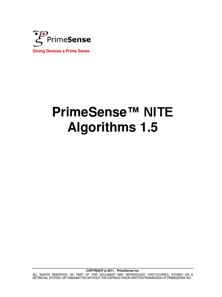 Primesense ™ Nite Algorithms 1.5: Giving Devices A Prime Sense | PDF ...