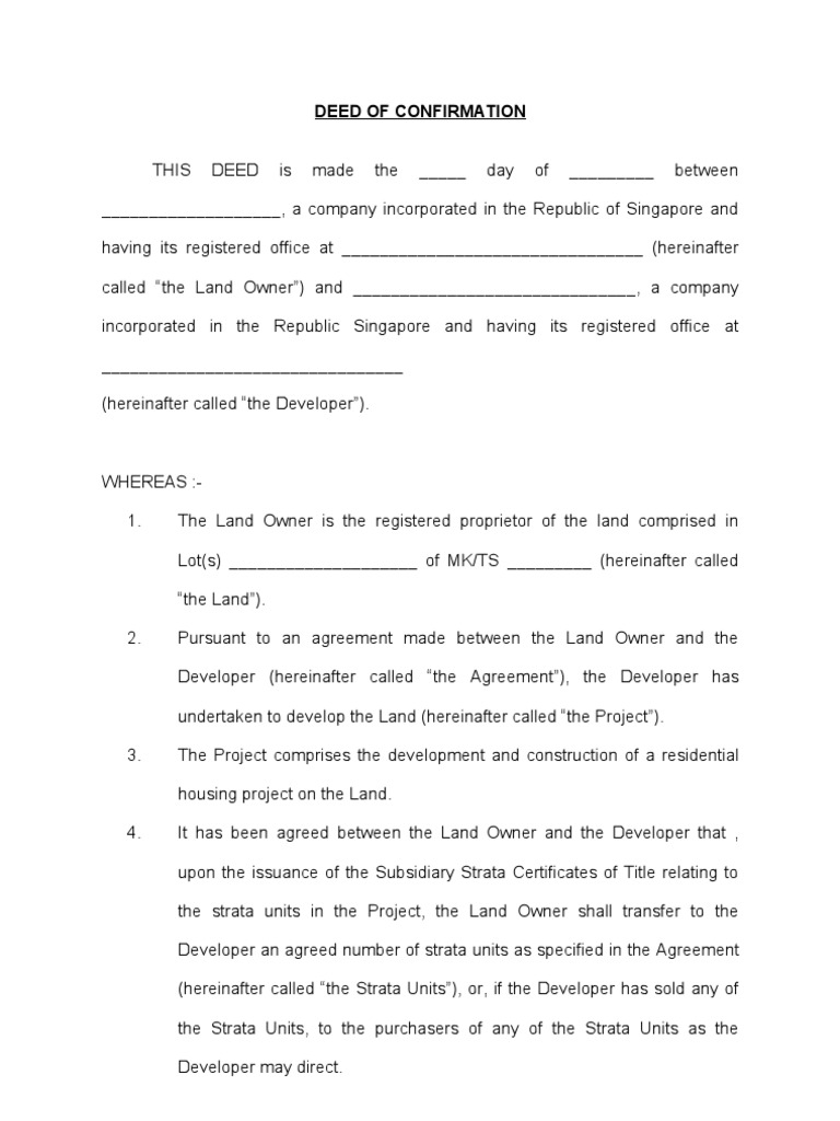 Deed of Confirmation | PDF