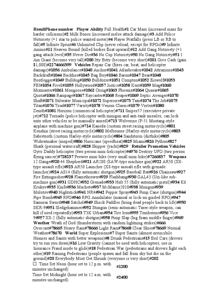 Saints Row 2 Cheats | PDF | Rocket Propelled Grenade | Machine Gun