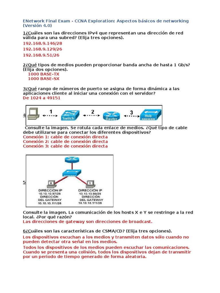 Examen Final Cisco CNNA1 | PDF | Dirección IP | Enrutador (Computación)