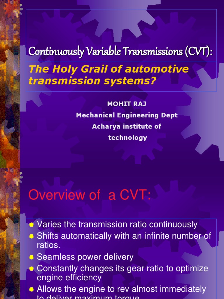 Continuously Variable Transmissions (CVT) :: The Holy Grail of ...