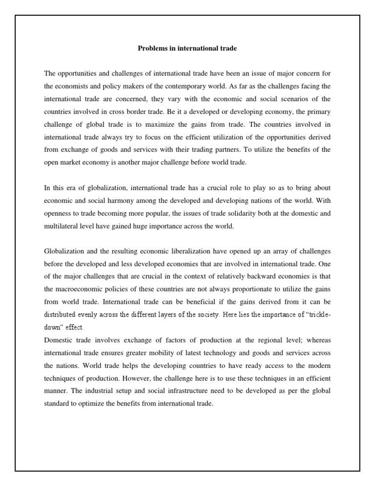Problems in International Trade | PDF | Exports | Trade