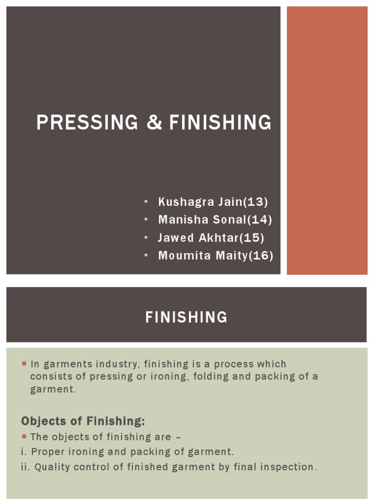 Finishing and Pressing | PDF | Clothing | Steam