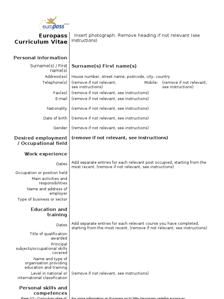 Model CV Curriculum Vitae European Engleza | PDF | Cognitive Science ...