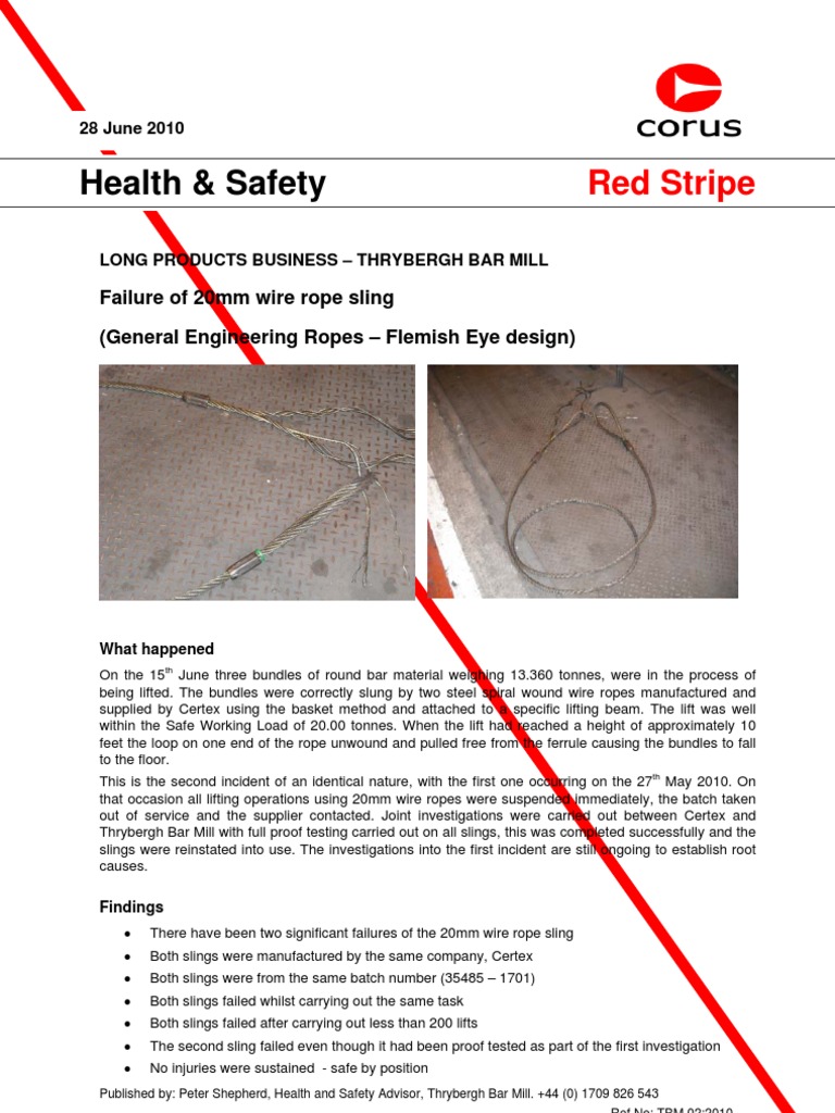ACIDENTE IOSH HS Forum 17-10 Safety Alert Sling Failure | PDF | Rope | Wire