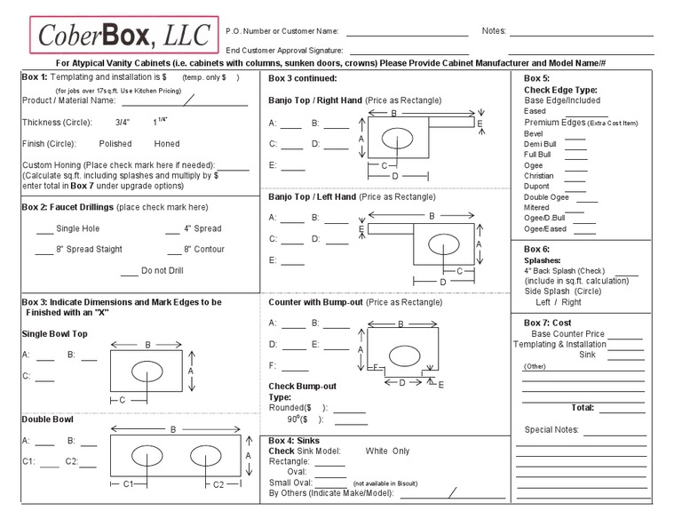 Kitchen Cabinet Order Form Template | PDF