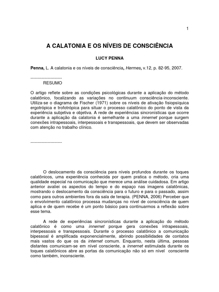 A Calatonia e Os Niveis de Consciencia | PDF | Pensamento | Mente