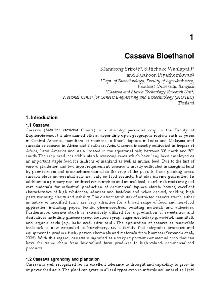 InTech Cassava Bioethanol | PDF | Starch | Biofuel