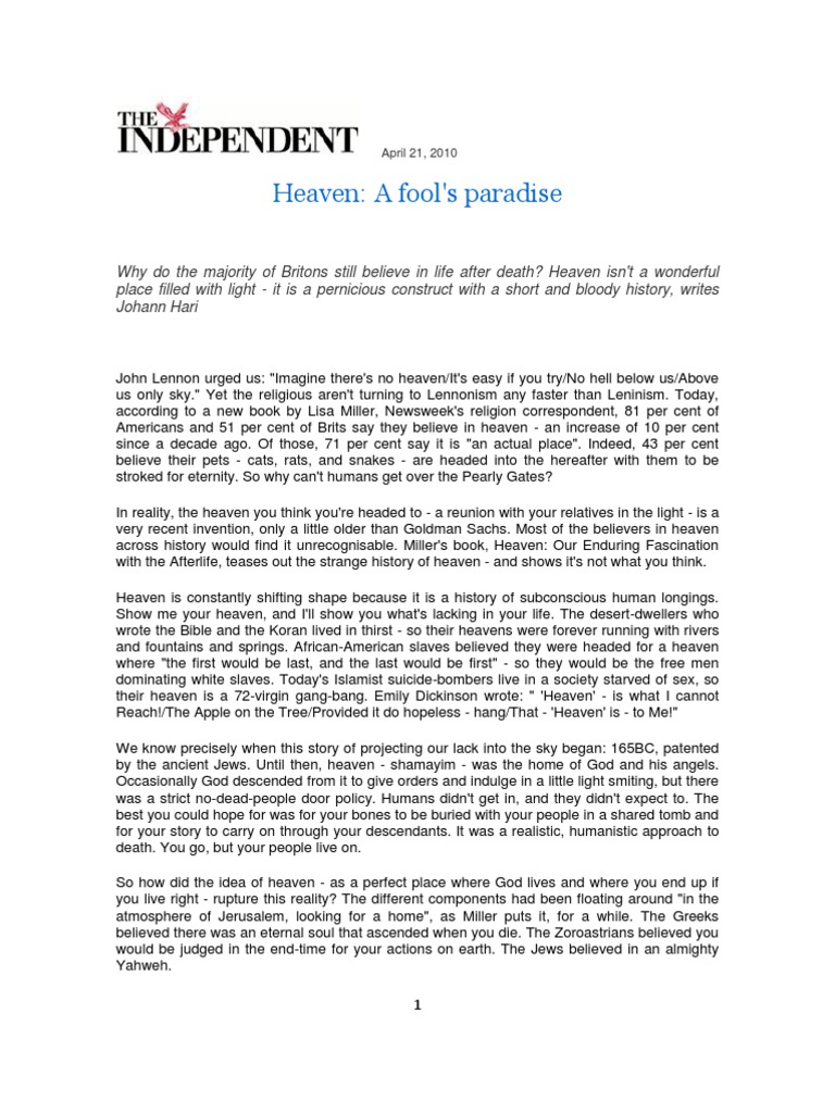 Heaven Reading and Questionnaire | PDF | Heaven | Book Of Daniel