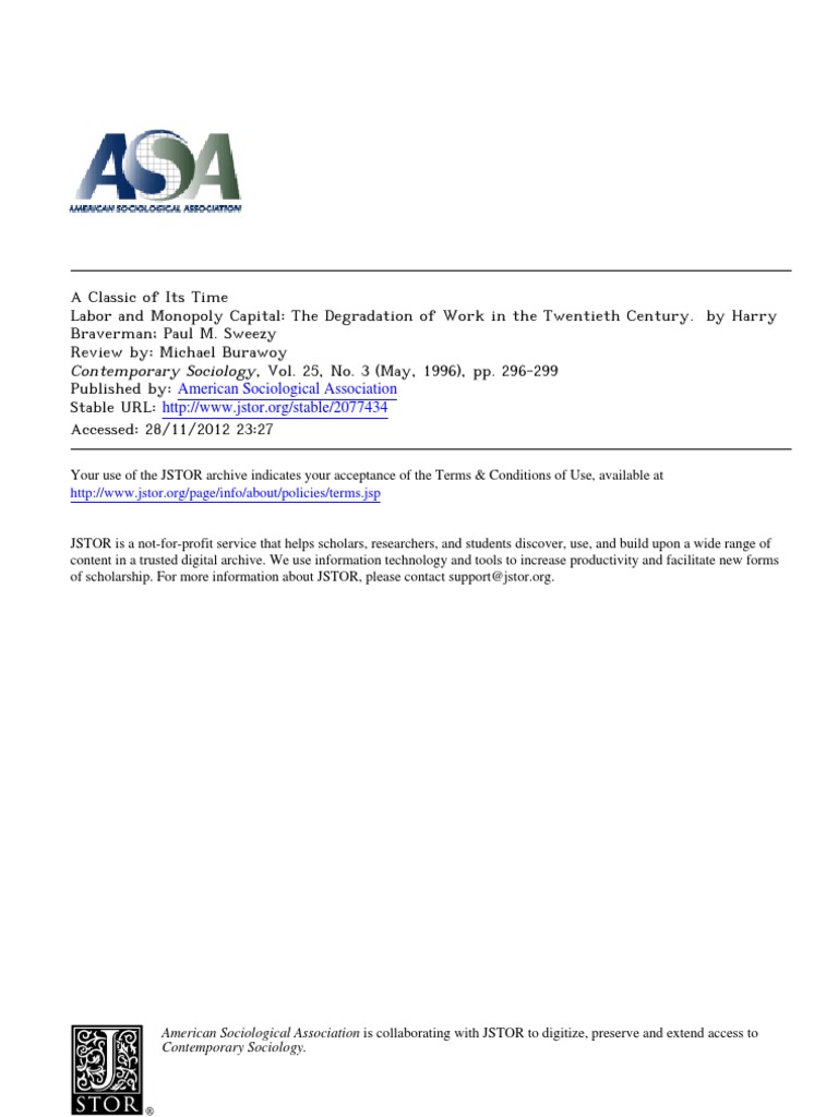 Burawoy - A Classic of Its Time | PDF | Social Stratification | Sociology