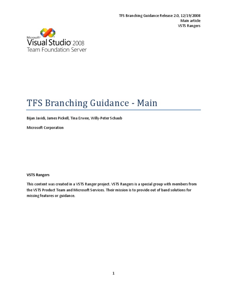 Tfs Branching Guide Main 20 Pdf Software Software Development