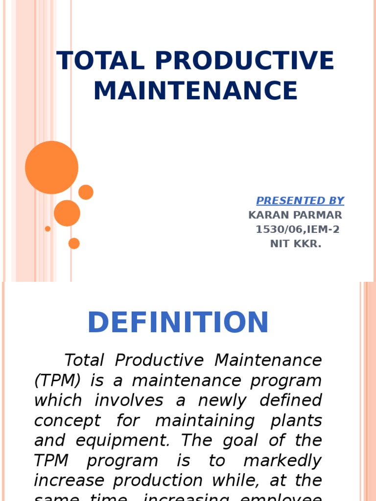 Total Productive Maintenance - PNKJ | PDF | Business | Economies
