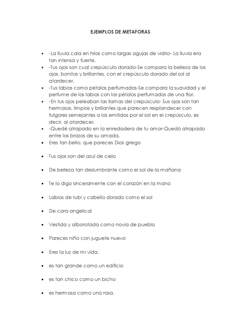 Ejemplos de metáforas creativas | PDF