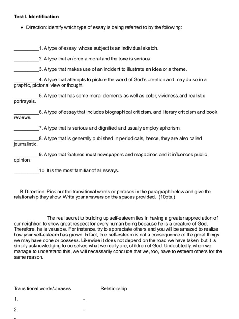 English Essay and Grammar Test Guide | PDF | Essays | Sentence ...