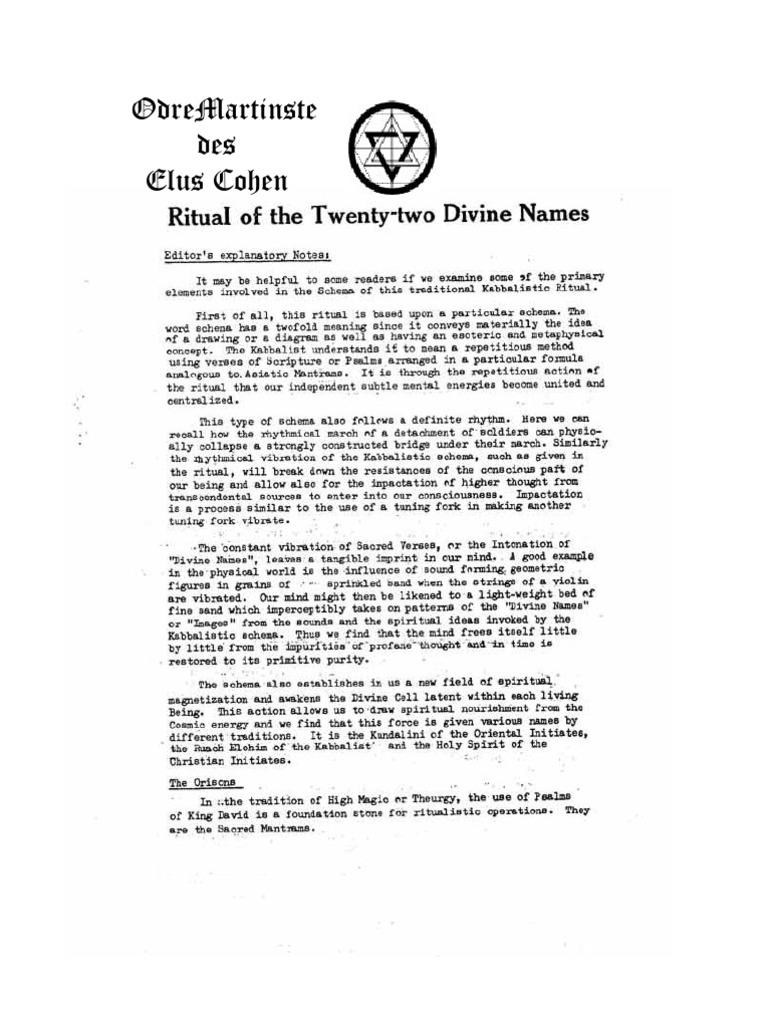 22 Names Ritual | PDF