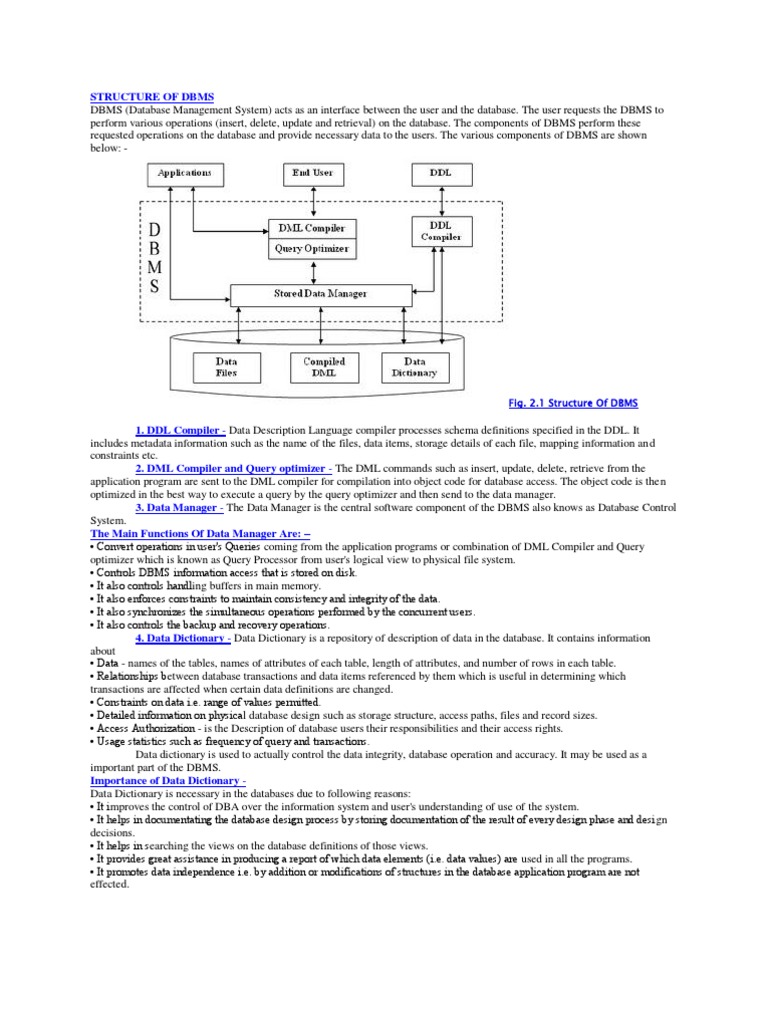 Structure of DBMS | PDF | Databases | Data
