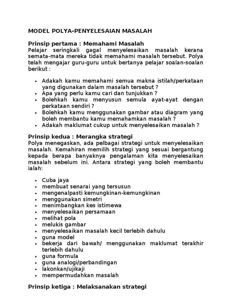 Strategi Polya: Penyelesaian Masalah | PDF | Bisnis