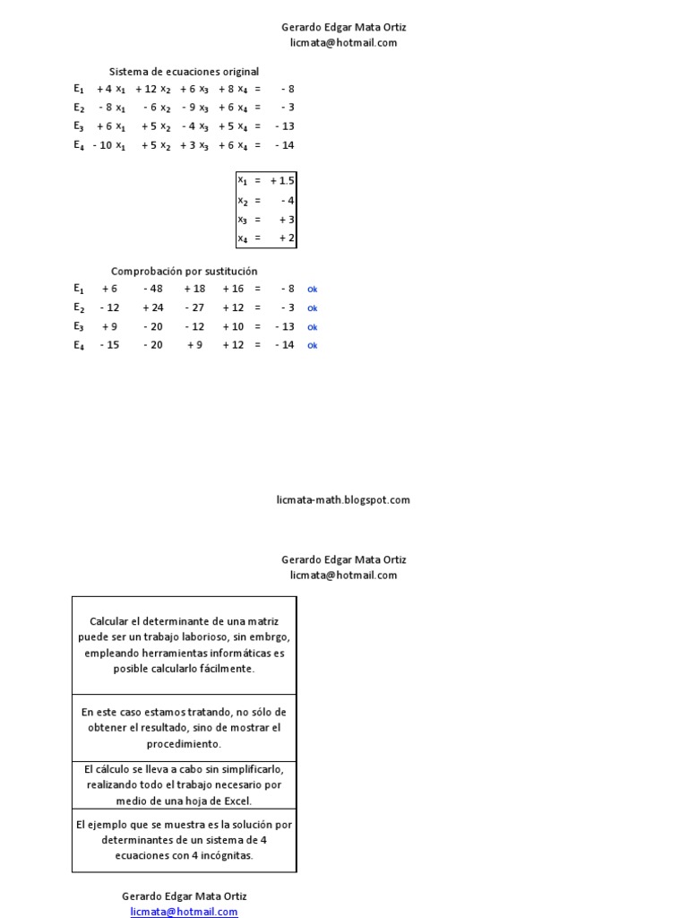 Cramer 4x4 | PDF | Determinante | Análisis numérico