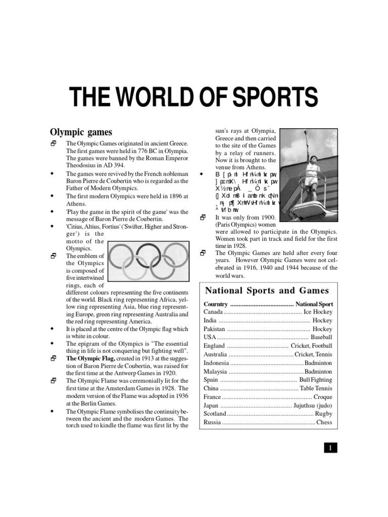 The World of Sports | PDF | Cricket | Olympic Games