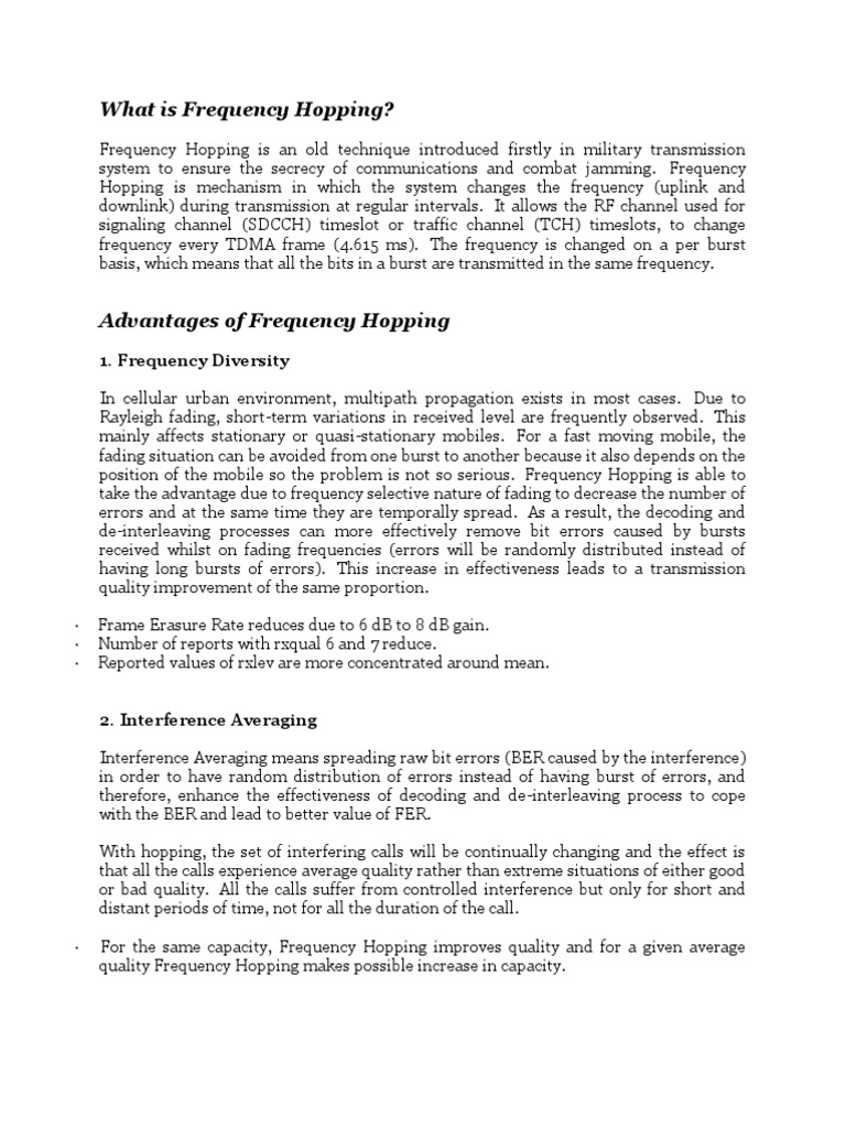 Understanding Frequency Hopping Techniques | PDF