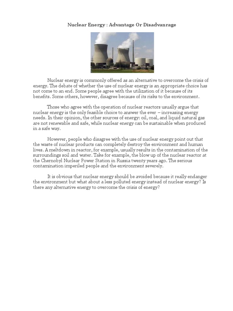 Discussion Text Nuclear Energy | PDF | Nuclear Power | Nuclear Reactor