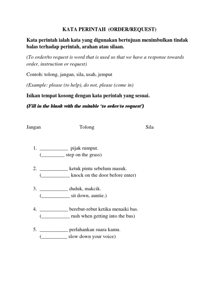 Panduan Kata Perintah dalam Bahasa Melayu | PDF | Language Arts ...