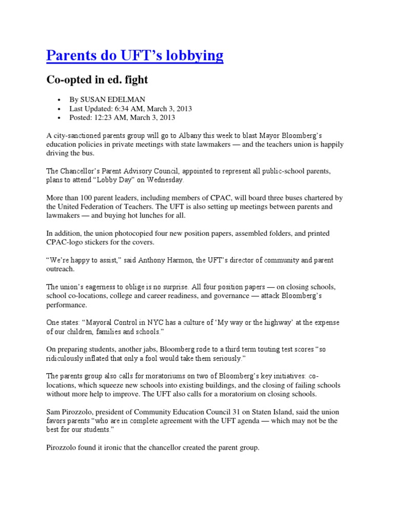 NY Post On CPAC's Position Papers | PDF | Michael Bloomberg | Government