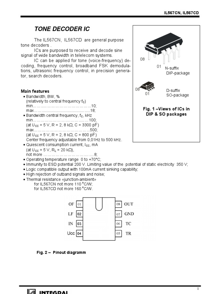 Tone Decoder IC Specifications | PDF