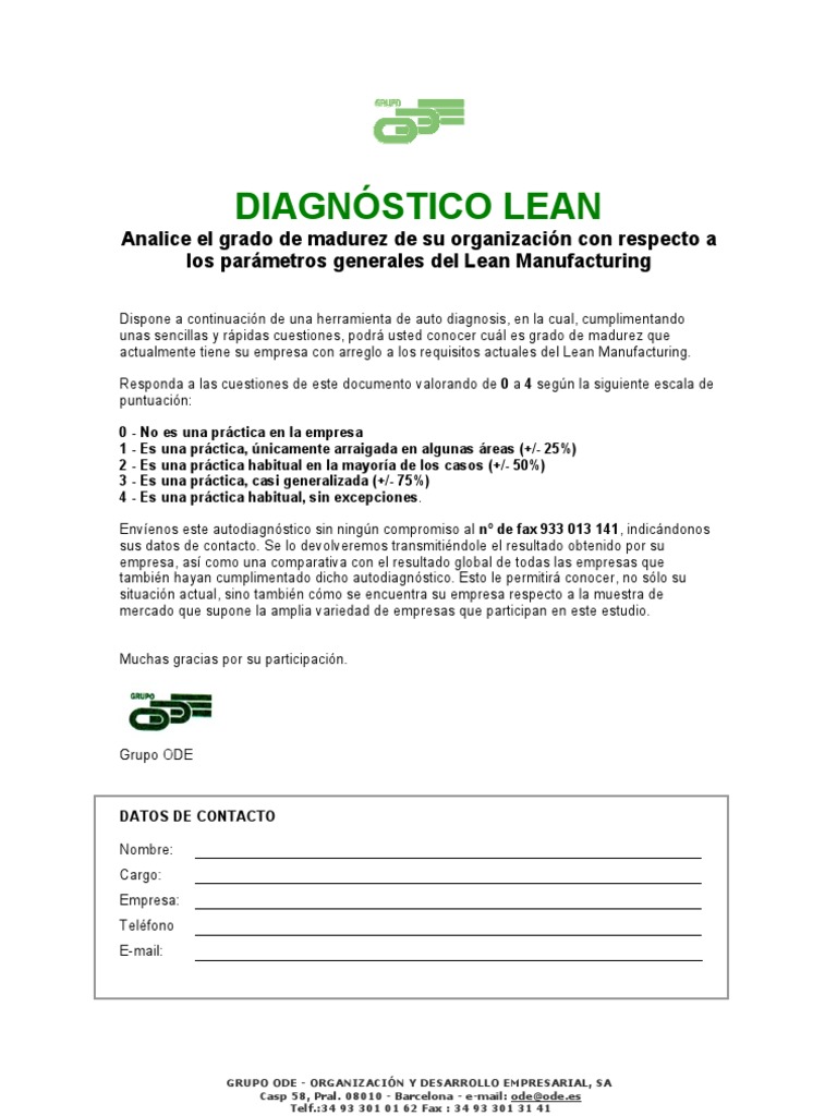 Diagnóstico Lean para Empresas | PDF | Barcelona | Fax
