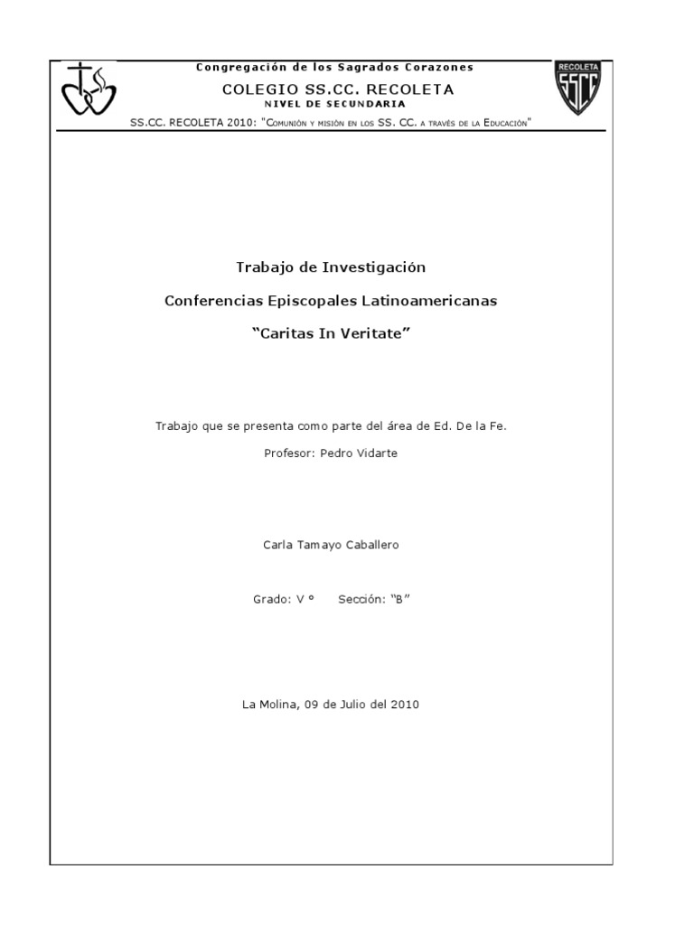 Trabajo de Investigacion Caritas in Veritate - Religionm | PDF | Papa ... Trabajo de Investigacion Caritas in Veritate - Religionm | PDF | Papa ...