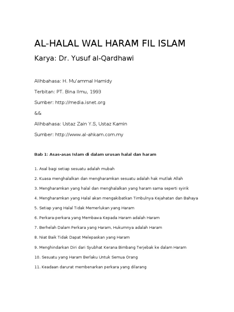 Halal Dan Haram Dalam Islam | PDF