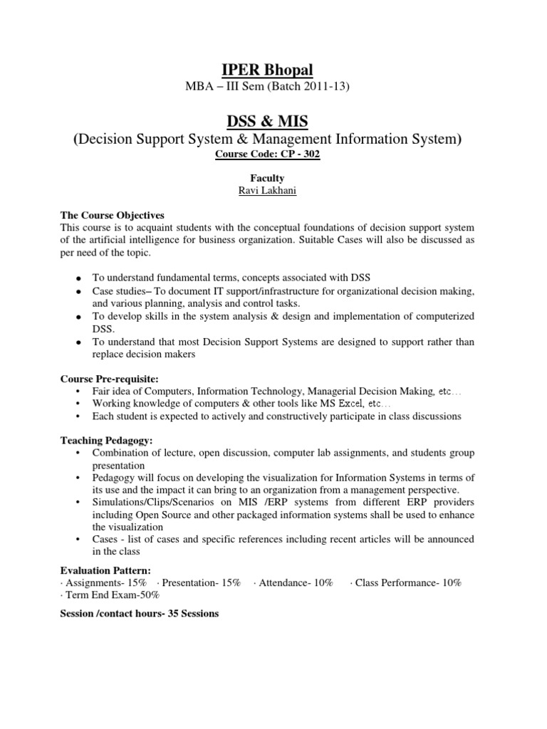 Decision Support System & Management Information System | PDF ...