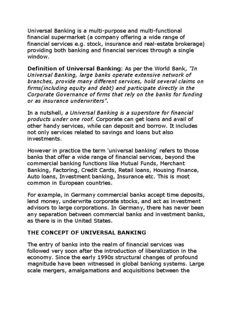 Universal Banking | PDF | Banks | Reserve Bank Of India