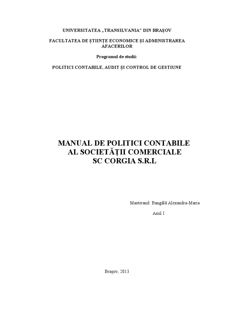 Manual de Politici Contabile | PDF