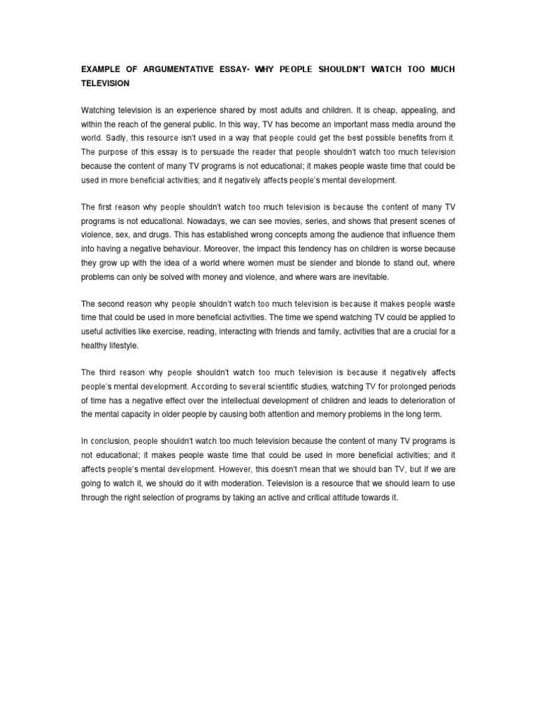 Example of Argumentative Essay | PDF | Essays | Reason