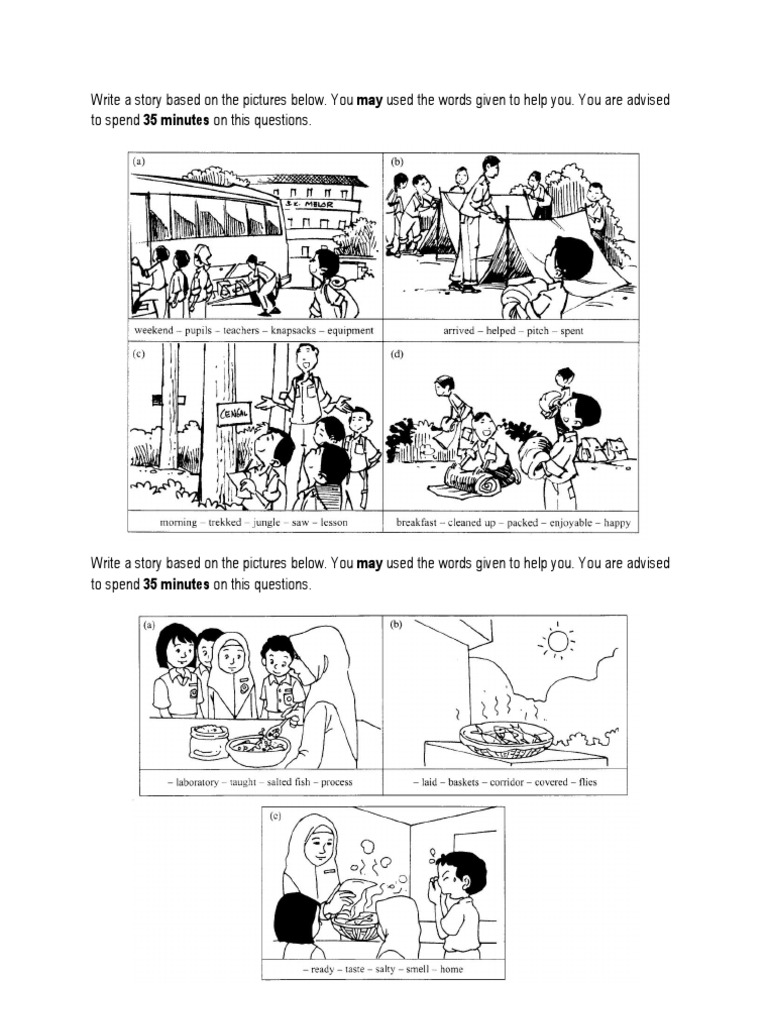Write A Story Based On The Pictures Below | PDF | Games & Activities