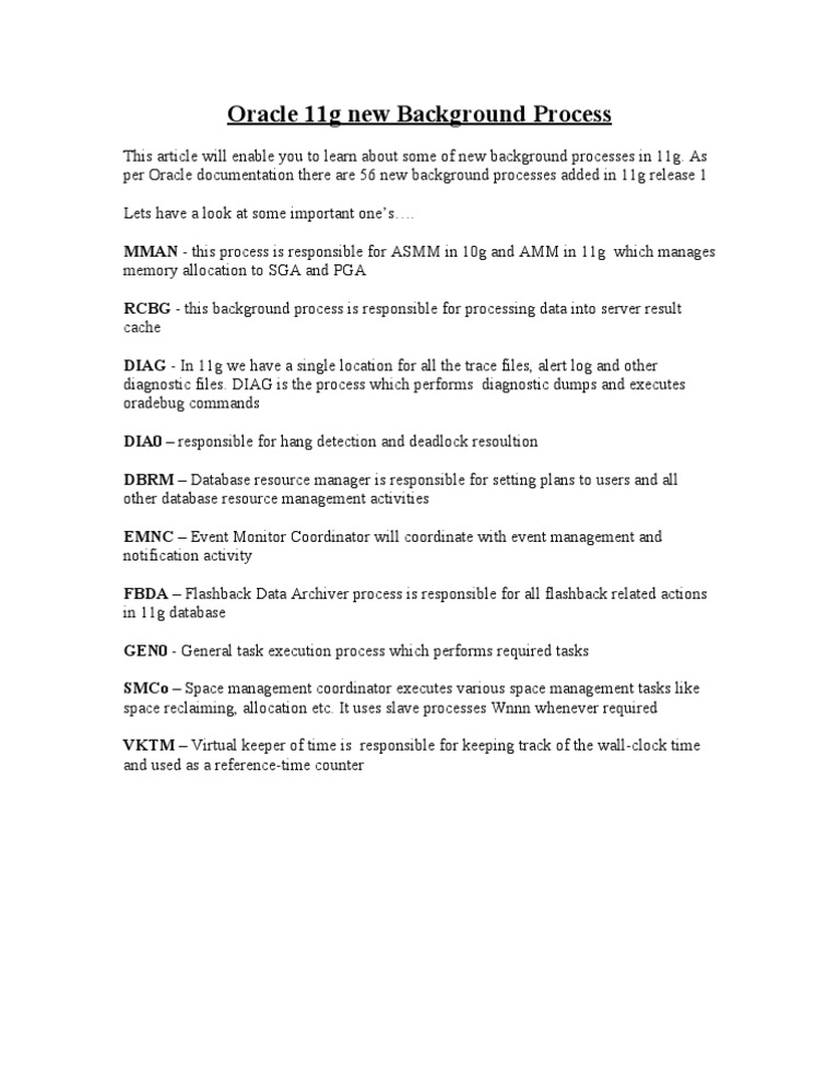 Oracle 11g New Background | PDF | Databases | Operating System Technology